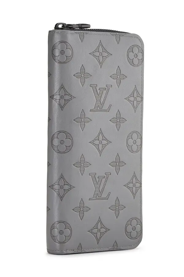 LOUIS VUITTON Monogram Shadow Zippy Vertical Wallet - Grey