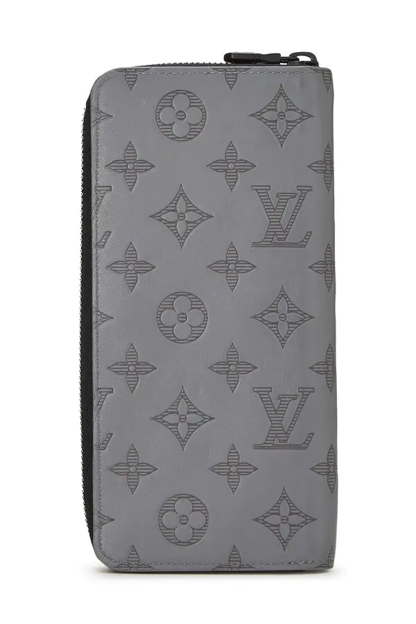 LOUIS VUITTON Monogram Shadow Zippy Vertical Wallet - Grey