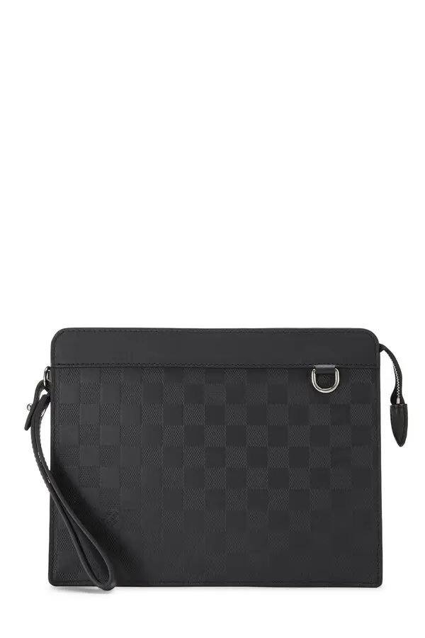 LOUIS VUITTON Damier Infini Stand Pouch - Black