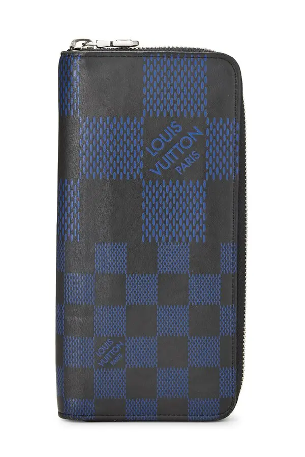LOUIS VUITTON Damier Infini 3d Zippy Vertical Wallet - Blue