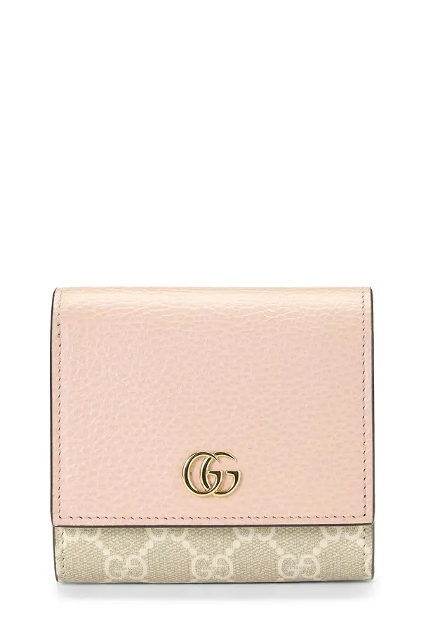 Gucci Gg Supreme Marmont Compact Wallet - Pink