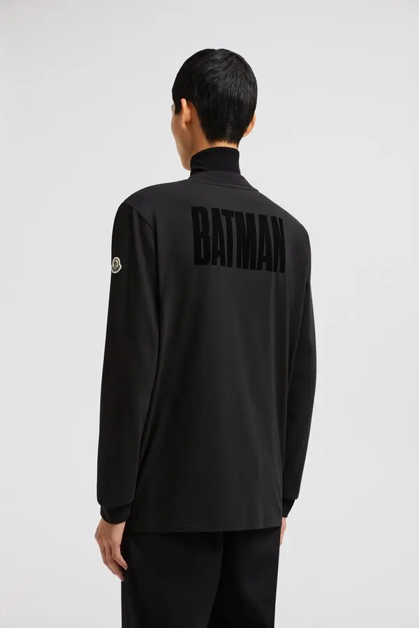Moncler Batman Motif Long Sleeve Cotton T-Shirt - Black | Editorialist