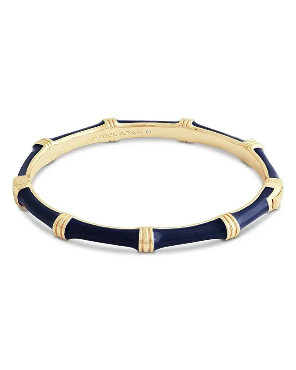 ANABEL ARAM Enamel Bamboo Bangle - Dark Blue/gold