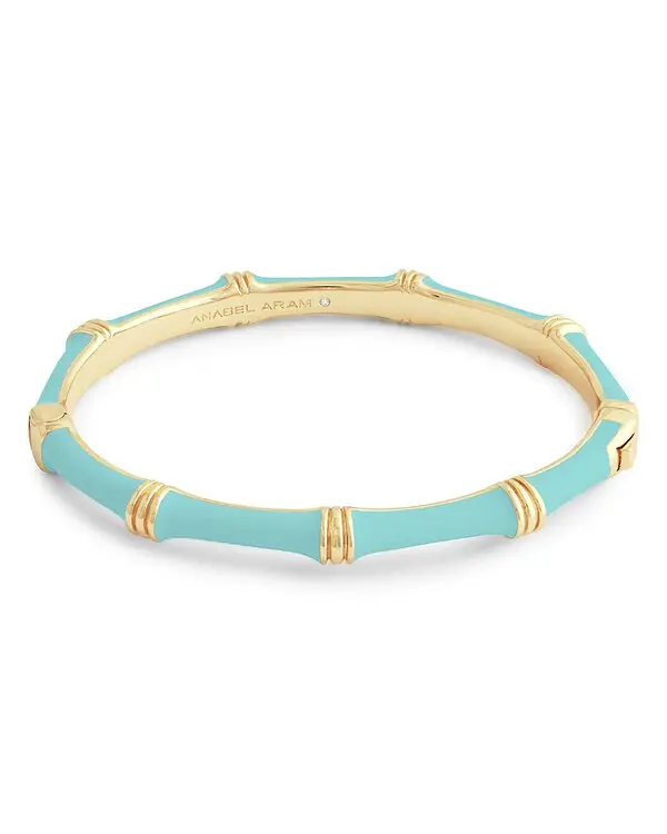 ANABEL ARAM Enamel Bamboo Bangle - Light Blue/gold