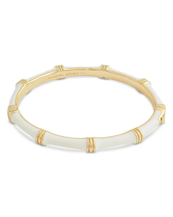 ANABEL ARAM Enamel Bamboo Bangle - White/gold