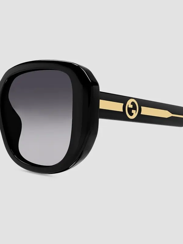 Gucci La Piscine 54mm Squared Injection Sunglasses - Black Grey Gradient