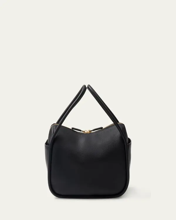 Prada Flou Zip Leather Top-handle Bag - Caramel
