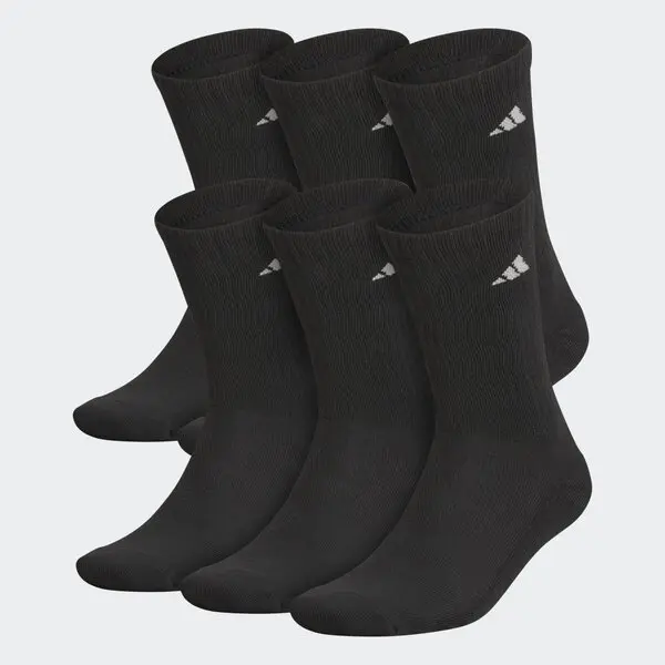 Adidas Athletic Cushioned Crew Socks 6 Pairs - Black