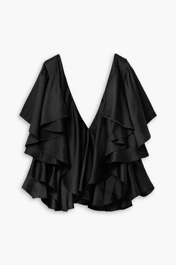 INTERIOR Jane Ruffled Silk-satin Blouse