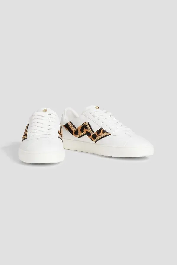 STUART WEITZMAN Daryl Ii Calf Hair-trimmed Leather Sneakers