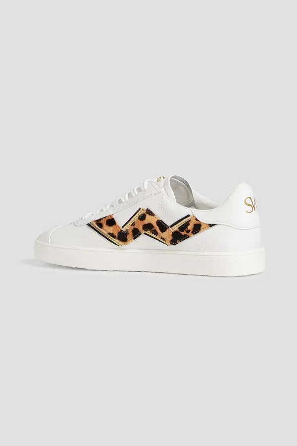 STUART WEITZMAN Daryl Ii Calf Hair-trimmed Leather Sneakers