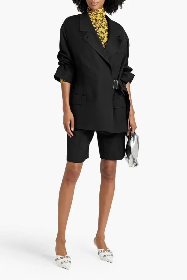 Acne Studios Belted Wool And Hemp-blend Twill Blazer - Black
