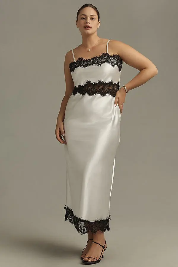 Let Me Be Strapless Lace-Trim Midi Dress In Silver - 37% Off | Editorialist
