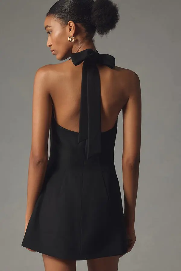 black mini boat neck dress Boat neck long sleeve mini dress Black Black / Small main image 0