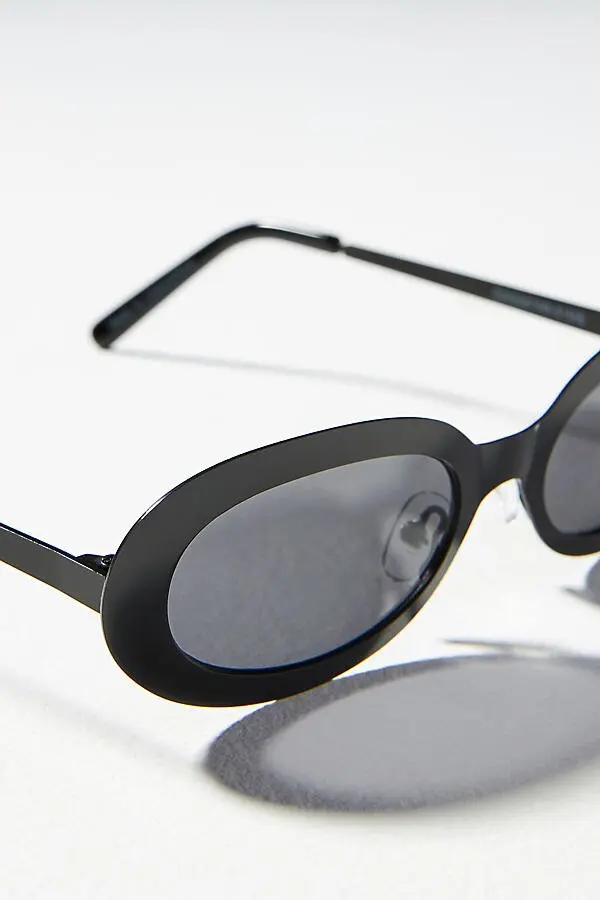 Anthropologie Metal Oval Sunglasses - Black | Editorialist display picture 2