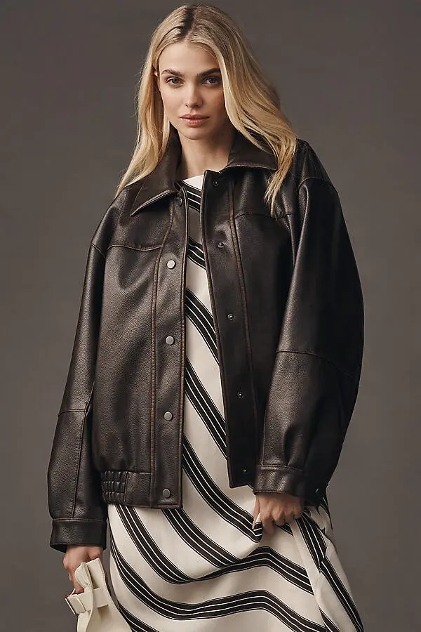 PILCRO Reagan Faux Leather Bomber Jacket