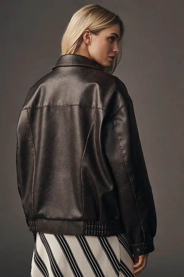 PILCRO Reagan Faux Leather Bomber Jacket