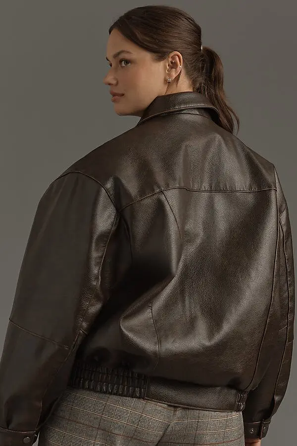 PILCRO Reagan Faux Leather Bomber Jacket