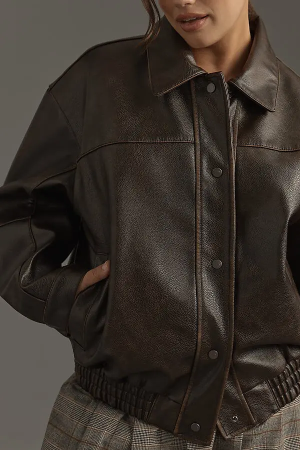 PILCRO Reagan Faux Leather Bomber Jacket