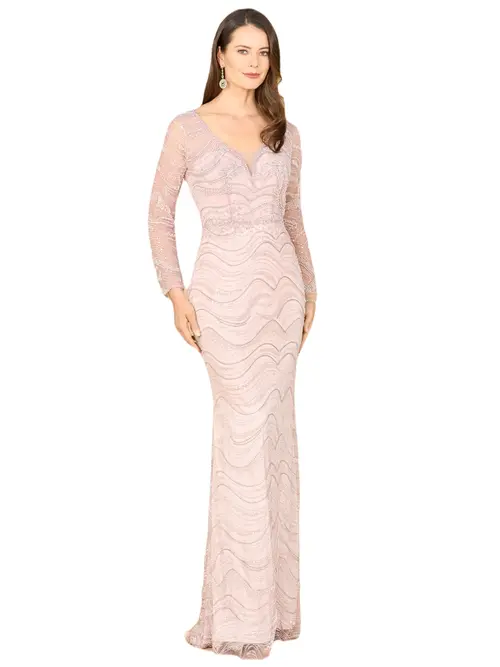 LARA NEW YORK Long Sleeve Lace Gown