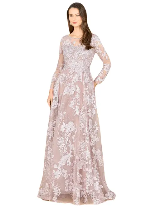 LARA NEW YORK Lace Ball Gown - Mauve