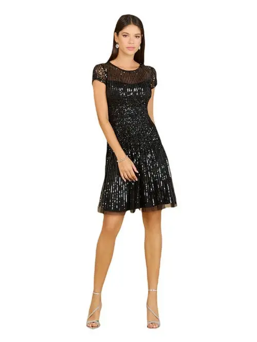 LARA NEW YORK Cap Sleeve Sequin Embellished Dress