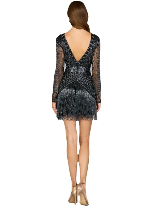 LARA NEW YORK Embellished Geometric High Neck Cocktail Dress