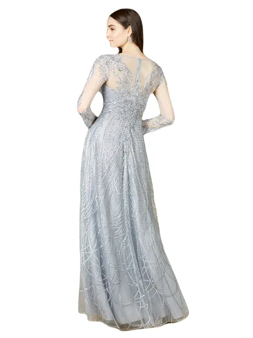 LARA NEW YORK Long Sleeve V-neckline Gown