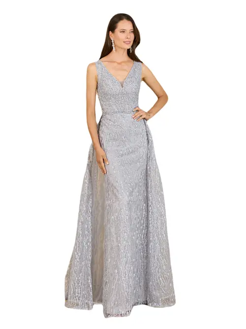 LARA NEW YORK Lace Embroidered Overskirt Dress