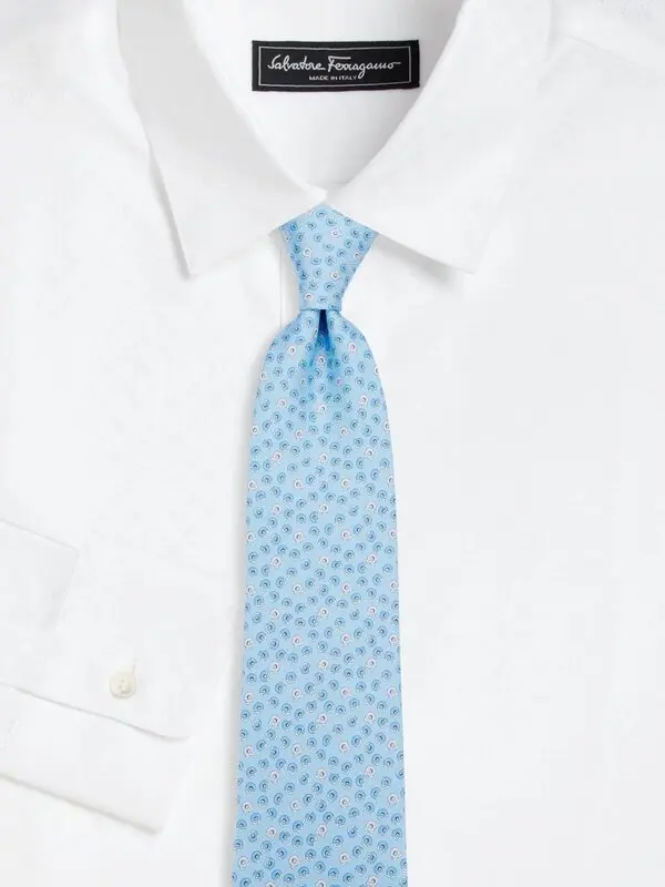 FERRAGAMO Vaniglia Silk Doughnut Tie - Light Blue