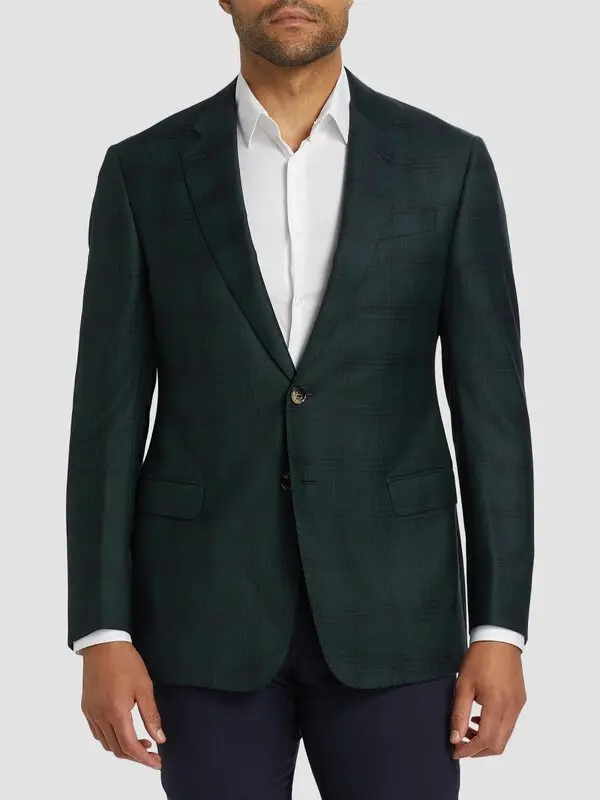Giorgio Armani Plaid Wool-cashmere Single-breasted Blazer