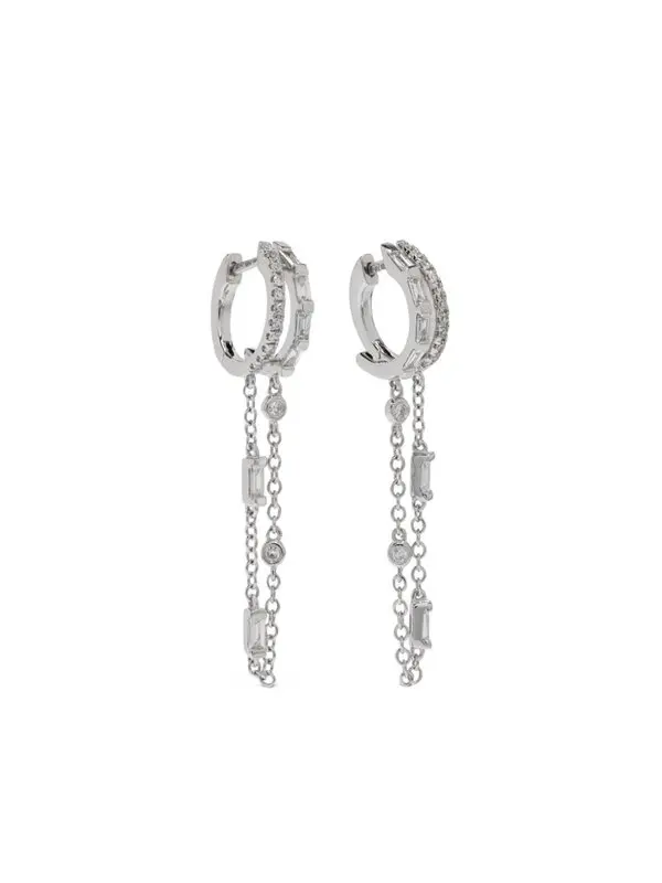 Shay 18kt White Gold Diamond Fringe Earrings - Silver