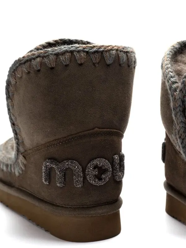 Mou Glitter Logo Ankle Boots - Green