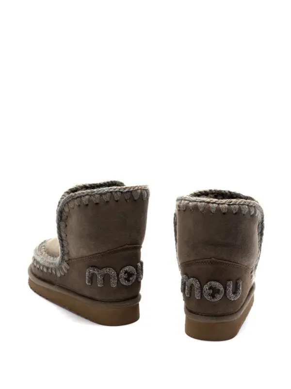 Mou Glitter Logo Ankle Boots - Green