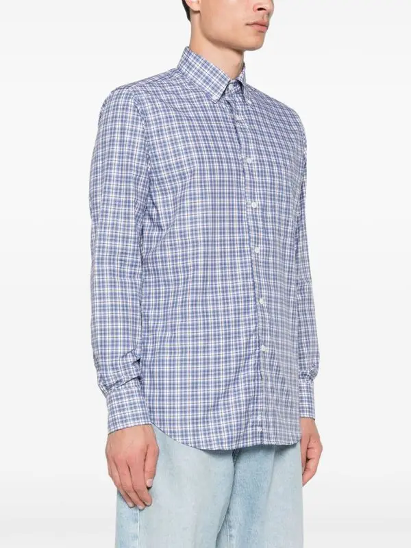 Canali Plaid-check Shirt - Blue