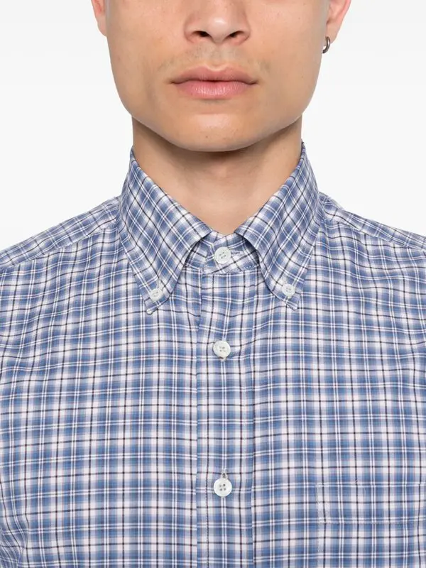 Canali Plaid-check Shirt - Blue