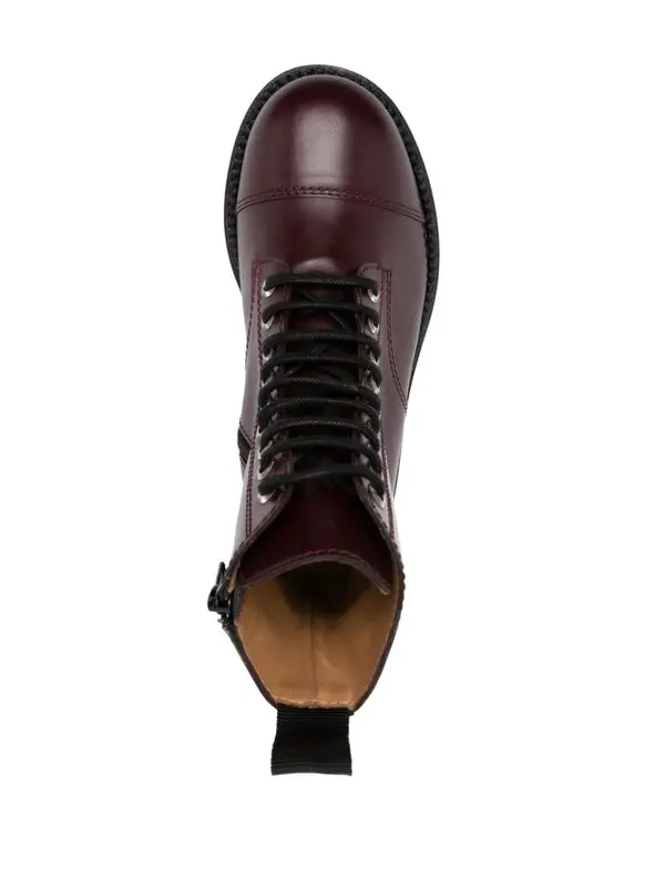 Toga Stud-embellished Leather Boots - Red