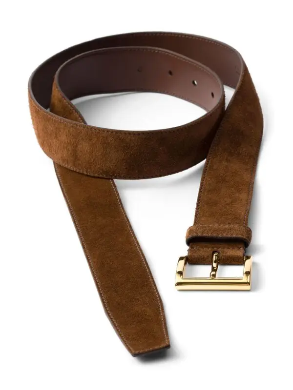 Prada Buckled Suede Belt - Brown