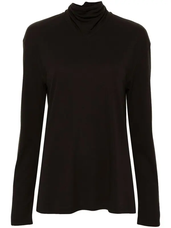 LEMAIRE Scarf-detail Long-sleeve Top - Brown