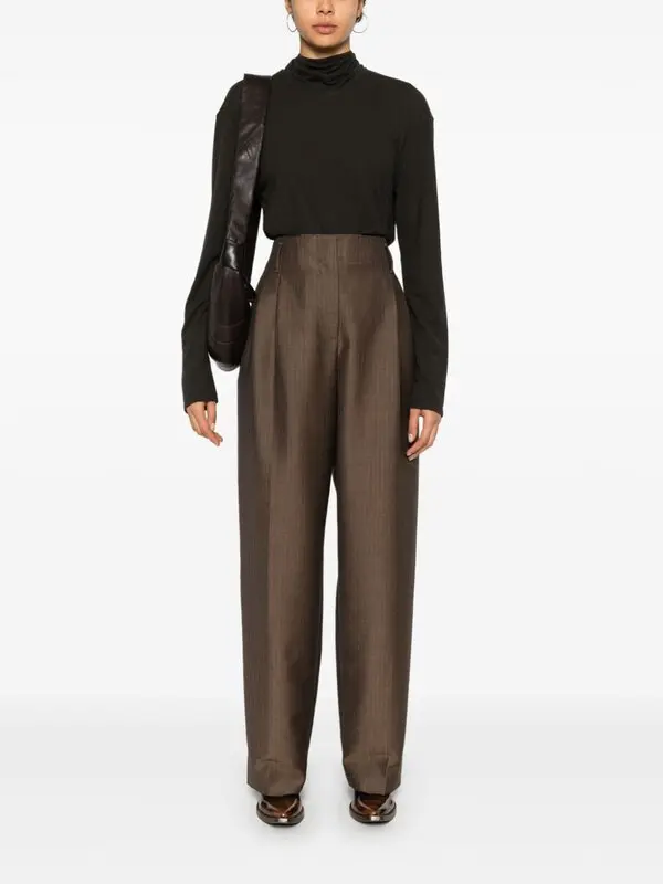 LEMAIRE Scarf-detail Long-sleeve Top - Brown