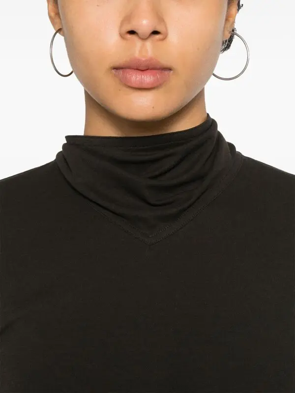 LEMAIRE Scarf-detail Long-sleeve Top - Brown