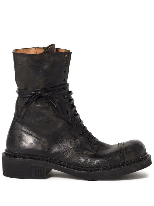 Miu Miu Lace-up Leather Boots