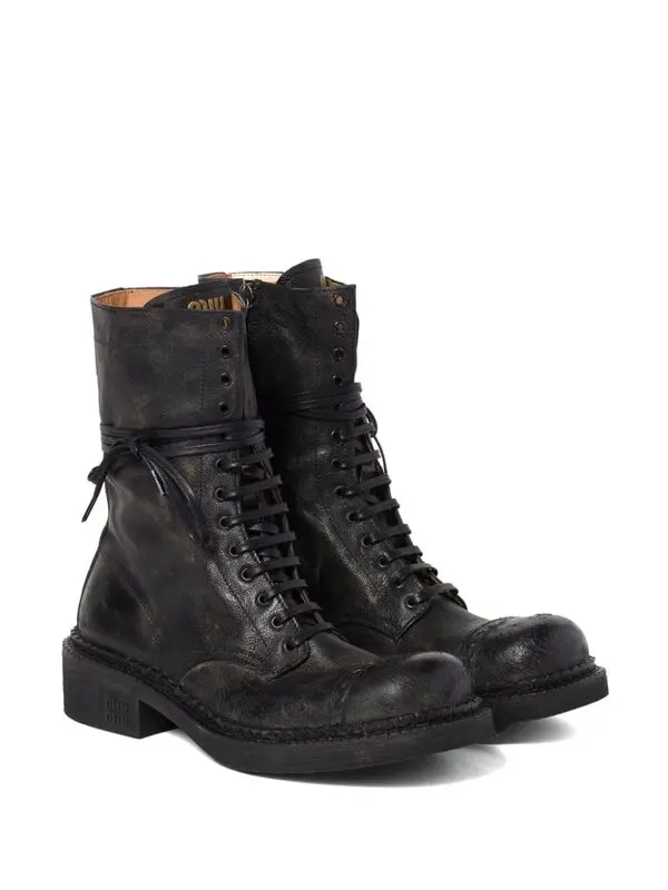 Miu Miu Lace-up Leather Boots