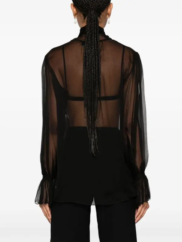 NISSA Silk Chiffon Crepe Blouse - Black