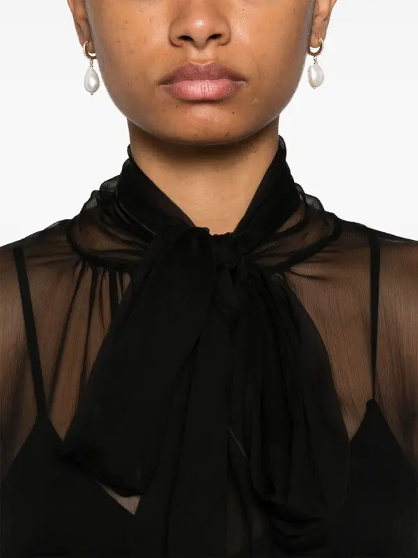 NISSA Silk Chiffon Crepe Blouse - Black