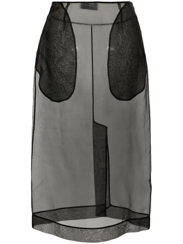 Simone Rocha Sheer Pencil Midi Skirt - Black