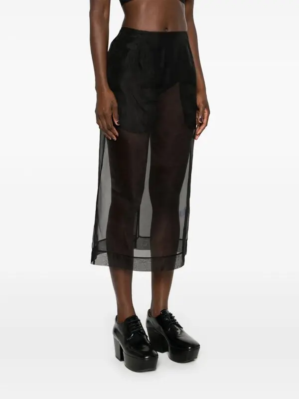 Simone Rocha Sheer Pencil Midi Skirt - Black