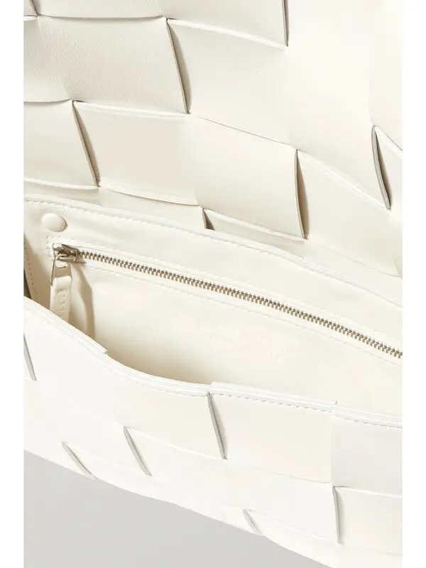 Bottega Veneta Cassette Medium Intrecciato Leather Crossbody Bag - White