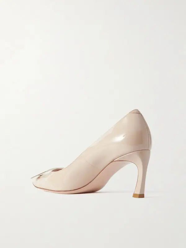 ROGER VIVIER Belle Vivier Trompette 70 Buckled Patent-leather Pumps - Neutrals