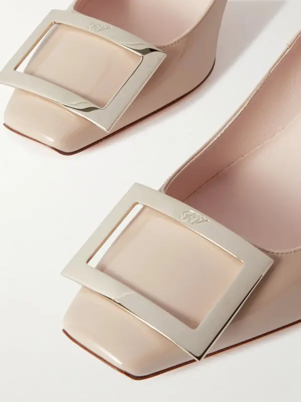 ROGER VIVIER Belle Vivier Trompette 70 Buckled Patent-leather Pumps - Neutrals